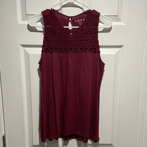 LOFT | Tops | Loft Maroon Crochet Tank Top | Poshmark